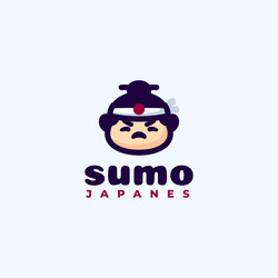 Logo cookies sumo mascot cartoon style Royalty Free Vector