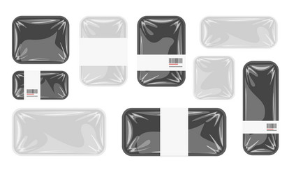 Transparent white plastic food container mockup Vector Image