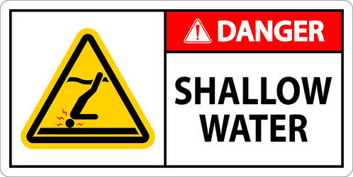 Water safety sign danger - shallow Royalty Free Vector Image