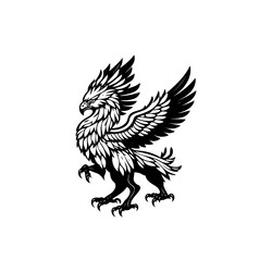 Griffin icon hand draw black colour mythical logo Vector Image