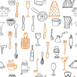 Seamless pattern with kitchen tools cooking Vector Image