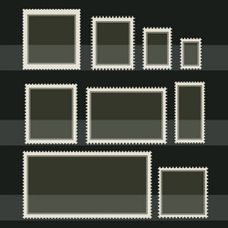 Blank postage stamp set toothed border stickers Vector Image