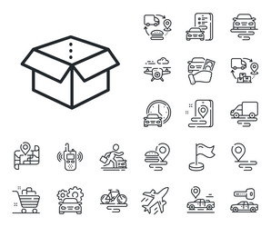 Open box line icon delivery parcel sign cargo Vector Image