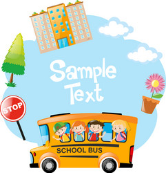 Border template with kids on the bus Royalty Free Vector