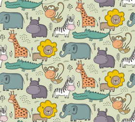Cute seamless pattern with safari animals Vector Image