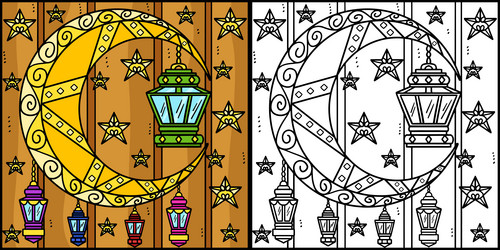 Ramadan lantern coloring page Royalty Free Vector Image