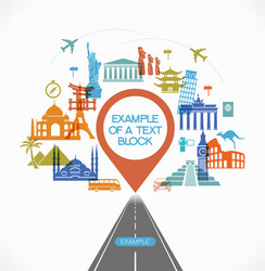 Landmarks travel route planning concept plane fly Vector Image