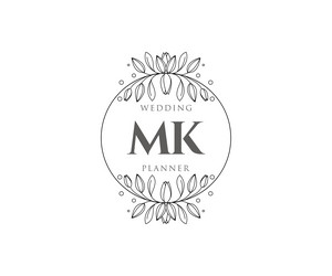 Mk initials letter wedding monogram logos Vector Image