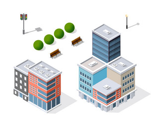 Isolated isometric buildings 2 Royalty Free Vector Image