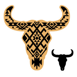 Cow skull with traditional aztec ornament Vector Image