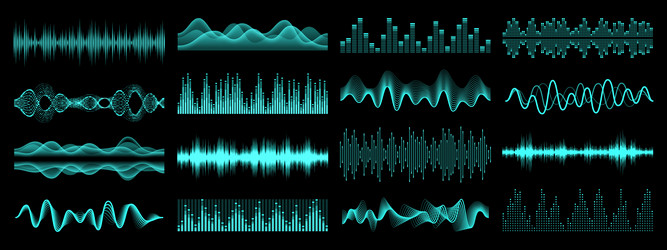 Sound waves playing song visualisation radio Vector Image