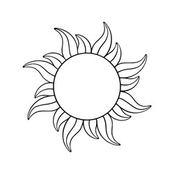 Tarot sun circle frame magic sun in doodle Vector Image