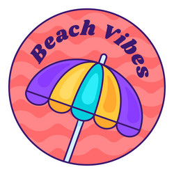 Cartoon beach vibes round sticker Royalty Free Vector Image
