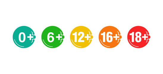 Age limits badges set for children and teenagers Vector Image