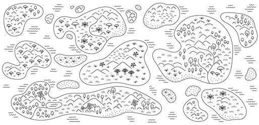 Village self-build map pattern editable outline Vector Image