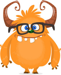 Cartoon smart monster face Royalty Free Vector Image