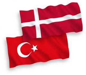 Flags turkey and denmark on a white background Vector Image