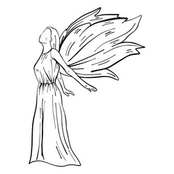 Female angel side view silhouette Royalty Free Vector Image