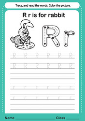 Alphabet letter r-rabbit exercise with cartoon Vector Image