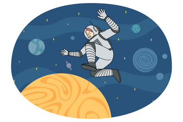 Astronaut moon landing walking hovering cartoon Vector Image