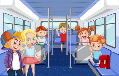 Inside bus with people cartoon Royalty Free Vector Image