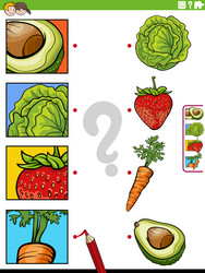 Match cartoon food objects and clippings Vector Image