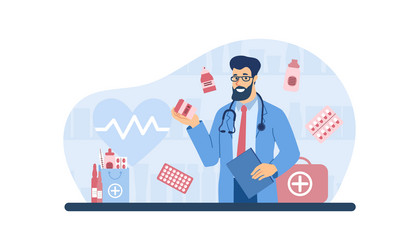 Pharmacist at workplace Royalty Free Vector Image