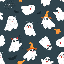 Halloween ghost seamless pattern Royalty Free Vector Image