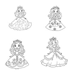 Little princess coloring page for kids Royalty Free Vector