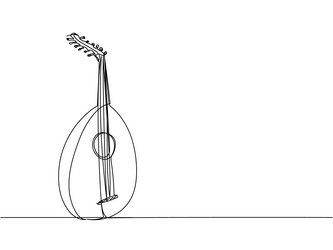 Lute one line art continuous line drawing Vector Image