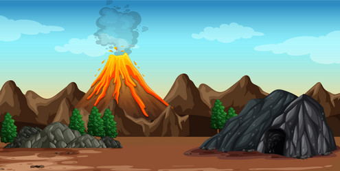 Eruption volcano stages nature cataclysm Vector Image