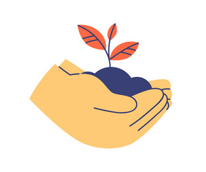 Plants growing on human hands Royalty Free Vector Image