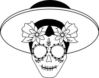 Catrina with hat mexican culture Royalty Free Vector Image
