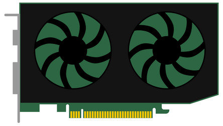 Computer graphics card for pc with three fans Vector Image