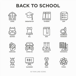 Education and learning thin line icons set Vector Image