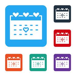 Black calendar with heart icon isolated on white Vector Image