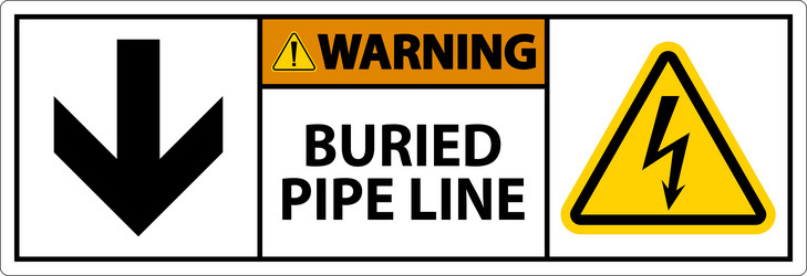 Warning sign buried pipe line with down arrow Vector Image