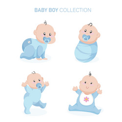 Baby new born boy blue card shower template Vector Image