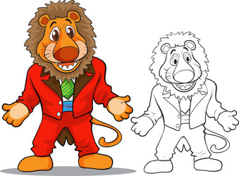 Cute lion cartoon holding red pencil Royalty Free Vector