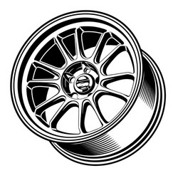 Car wheels rims line art silhouette Royalty Free Vector