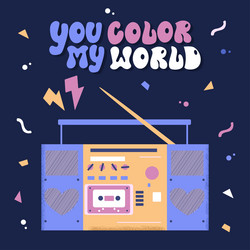 Colourful pattern with retro record players Vector Image