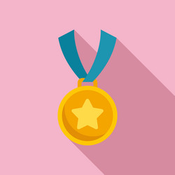 Gold medal icon flat customer service Royalty Free Vector
