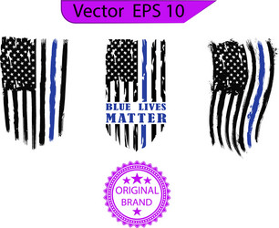 Thin blue line us flag police blue line Royalty Free Vector