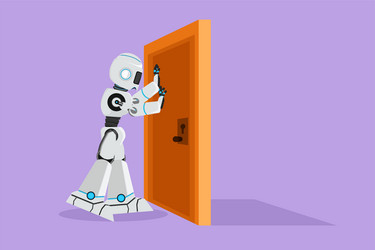 Cartoon flat style drawing robot kicks door Vector Image