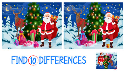 Find differences christmas game for children Vector Image