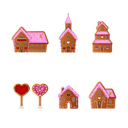 Valentines day house with gingerbread cookies Vector Image