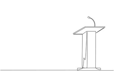 Single one line drawing podium with microphone Vector Image