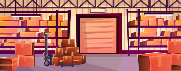 Cartoon warehouse interior with forklift rack Vector Image