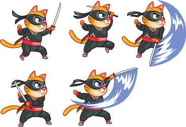 Ninja flying attack game sprite Royalty Free Vector Image