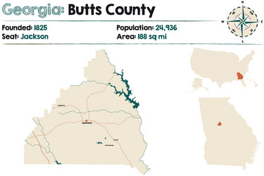 Map butts county in georgia Royalty Free Vector Image